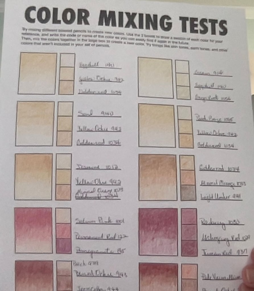 Free Colored Pencil Mixing Chart - Make 144 colors out of 12 pencils!