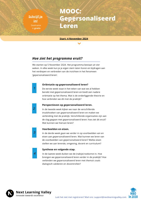MOOC gepersonaliseerd leren | MBOin2030