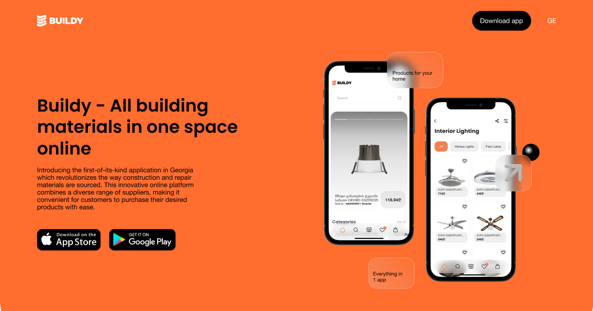 Buildy - სამშენებლო და სარემონტო მასალების Glovo