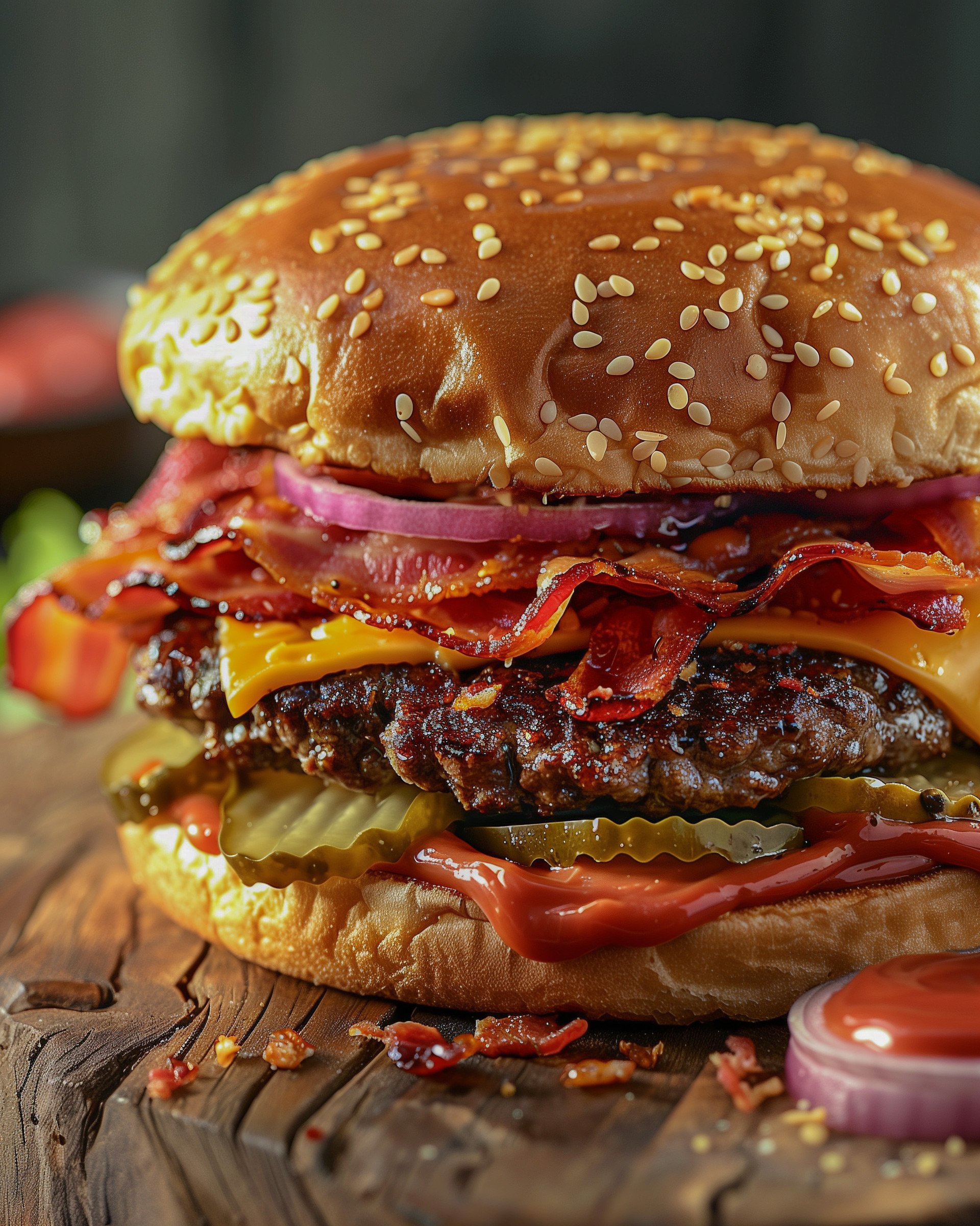 crispy bacon burger, Copy the prompt and settings - Oksuro