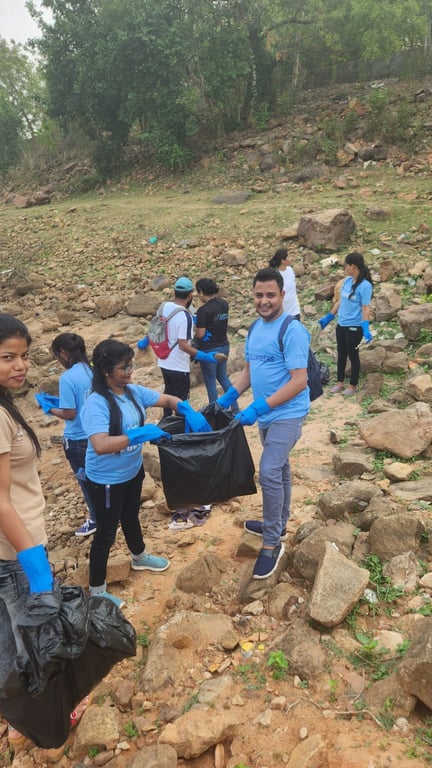 Earth Day special plogging drive conducted at Jhumuka Dam by Sattvic ...