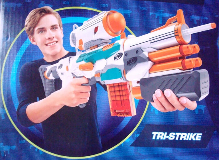 NERF N-strike Modulus TRI-STRIKE Blaster, 10 Darts, 4 Mega Darts, 1 ...