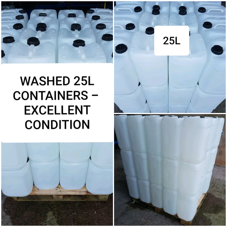 25 LITRE 25L 25 L CLEAR PLASTIC CONTAINERS WATER DRUMS OIL JARS BARREL ...