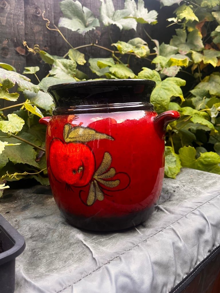 West Germany Rumtopf Red Fruit Plum Apple Pear Pattern Storage Jar | in ...