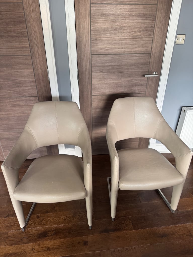 2 Dining Chairs Remaining Cream Leather Feux | in Slateford, Edinburgh ...