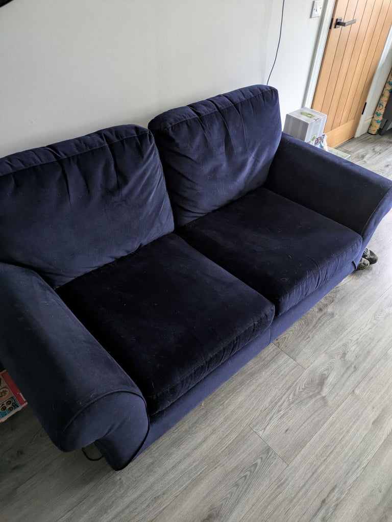 DFS blue velvet sofa | in Wishaw, North Lanarkshire | Gumtree
