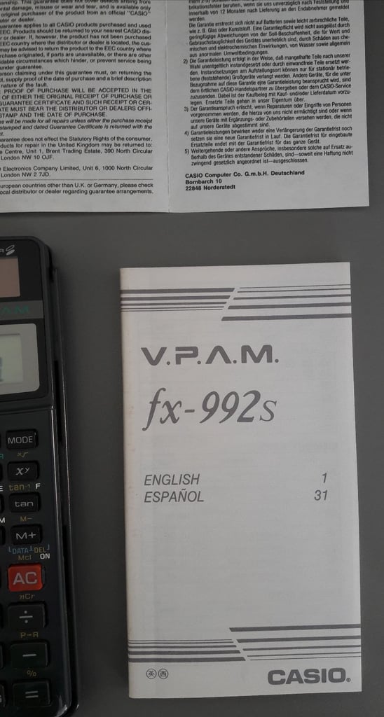 Calculator Casio fx-992s-w V.P.A.M scientific and hard case Vintage ...