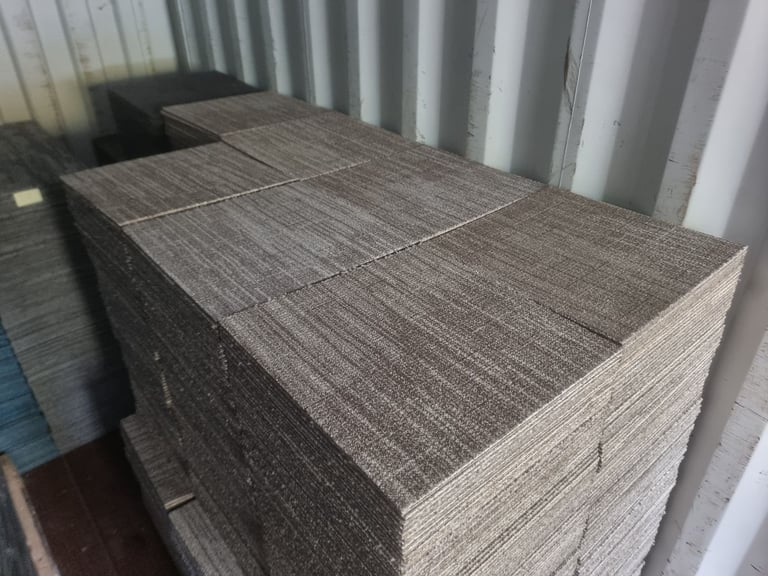8000 Beige Brown Striped Milliken Cushion Backed carpet tiles £1.40+vat ...
