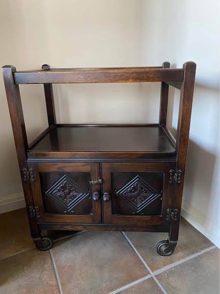 Solid dark oak antique furniture Jaycee, Old Charm, mirror, drinks ...