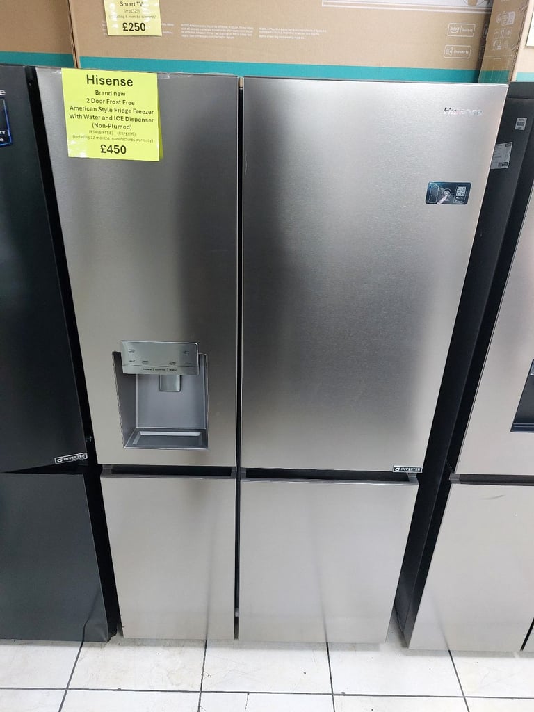 HISENSE 2 DOOR FROST FREE AMERICAN STYLE FRIDGE FREEZER WITH WATER AND ...