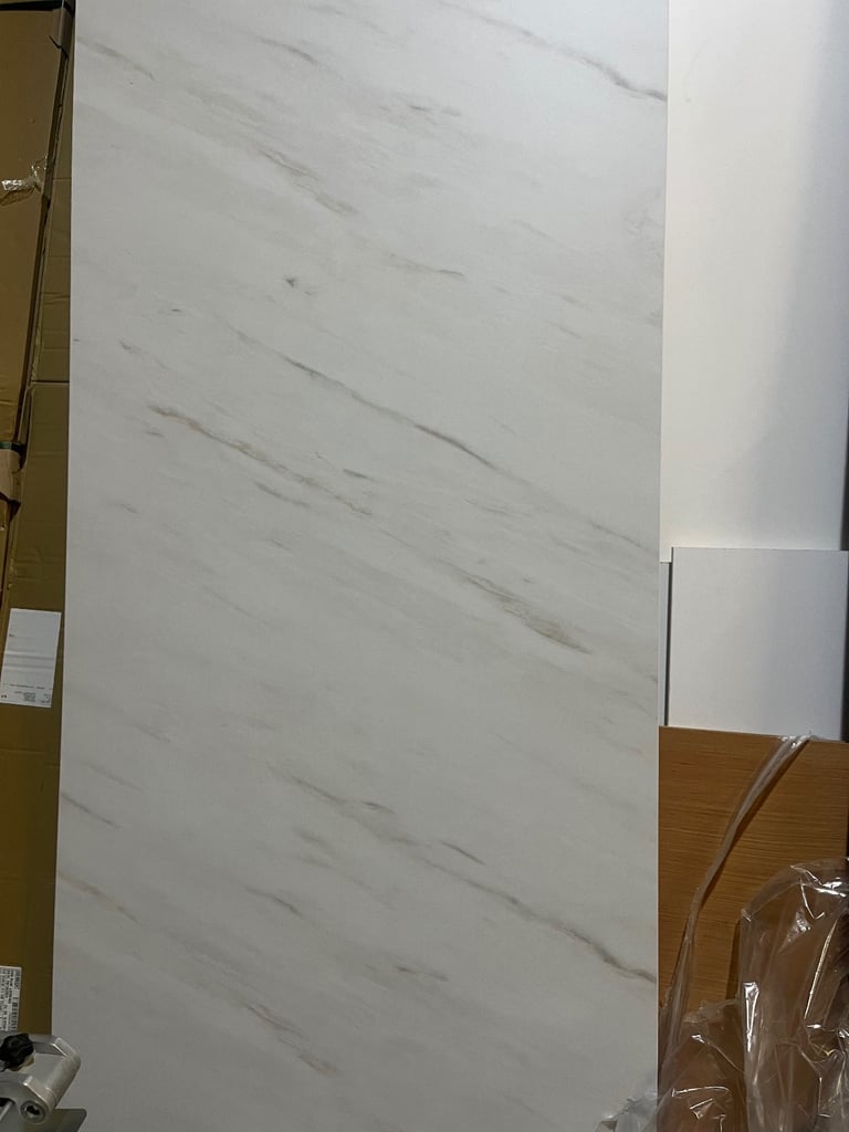 Egger White Levanto Marble 25mm Square Edged Worktop Offcut 3m x 0.92m ...