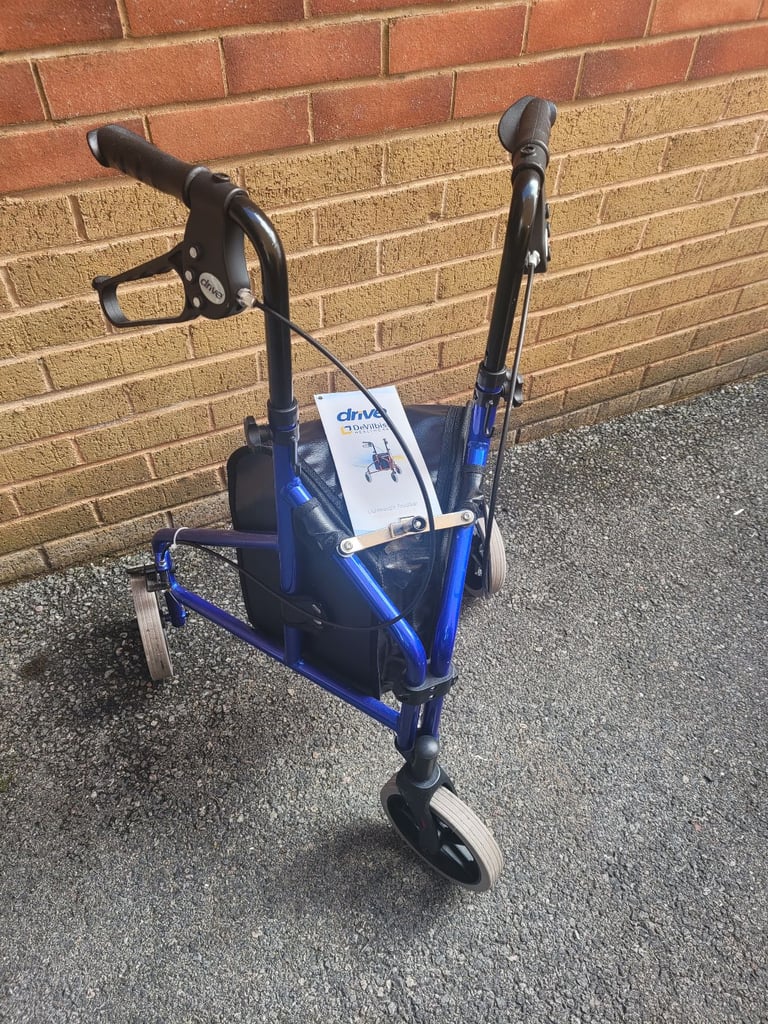Drive DeVilbiss Folding Blue Tri Walker With Vinyl Bag In Plymouth