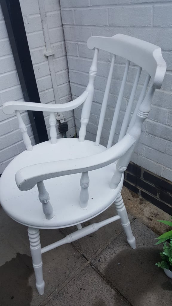 pine chair with arm rests painted matt white quality made £39.95 | in ...