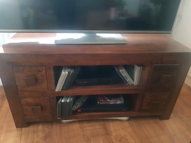 TV unit in dark mango wood | in Totton, Hampshire | Gumtree
