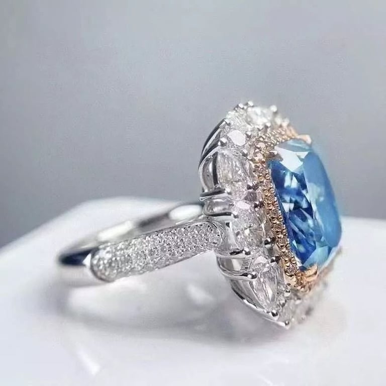 RARE! 7.010ct VS Fancy Blue Diamond Engagement Ring 18K Gold Blue ...