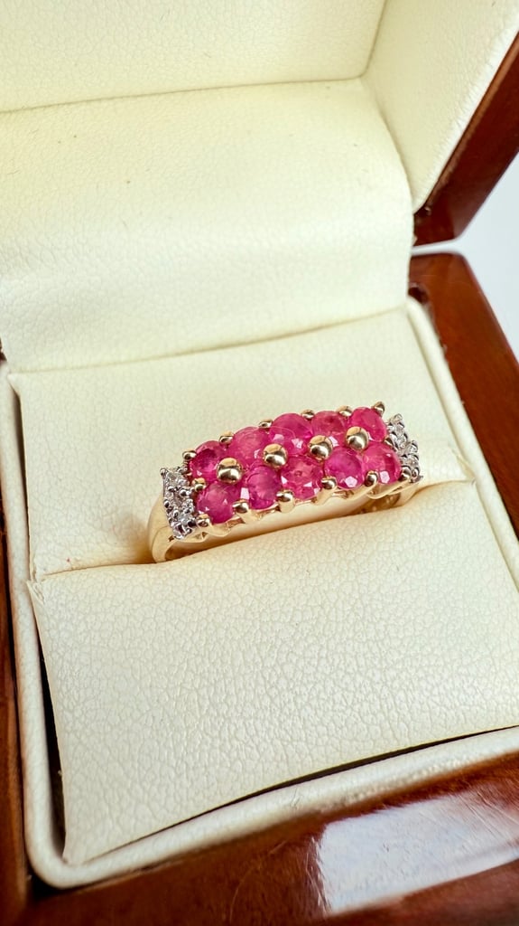Beautiful 9ct Gold Natural Ruby & Diamond Row Ring | in Harrow, London ...
