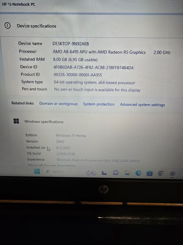 Hp laptop A8 amd 8gb ram 128gb ssd windows 11 and office | in ...
