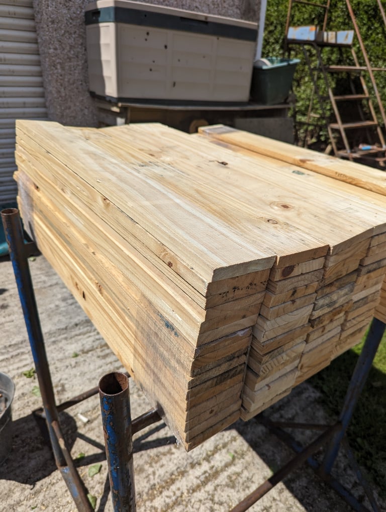 100 Lengths Denailed Reclaimed Pallet Wood Timber 950x95x18mm Clean ...