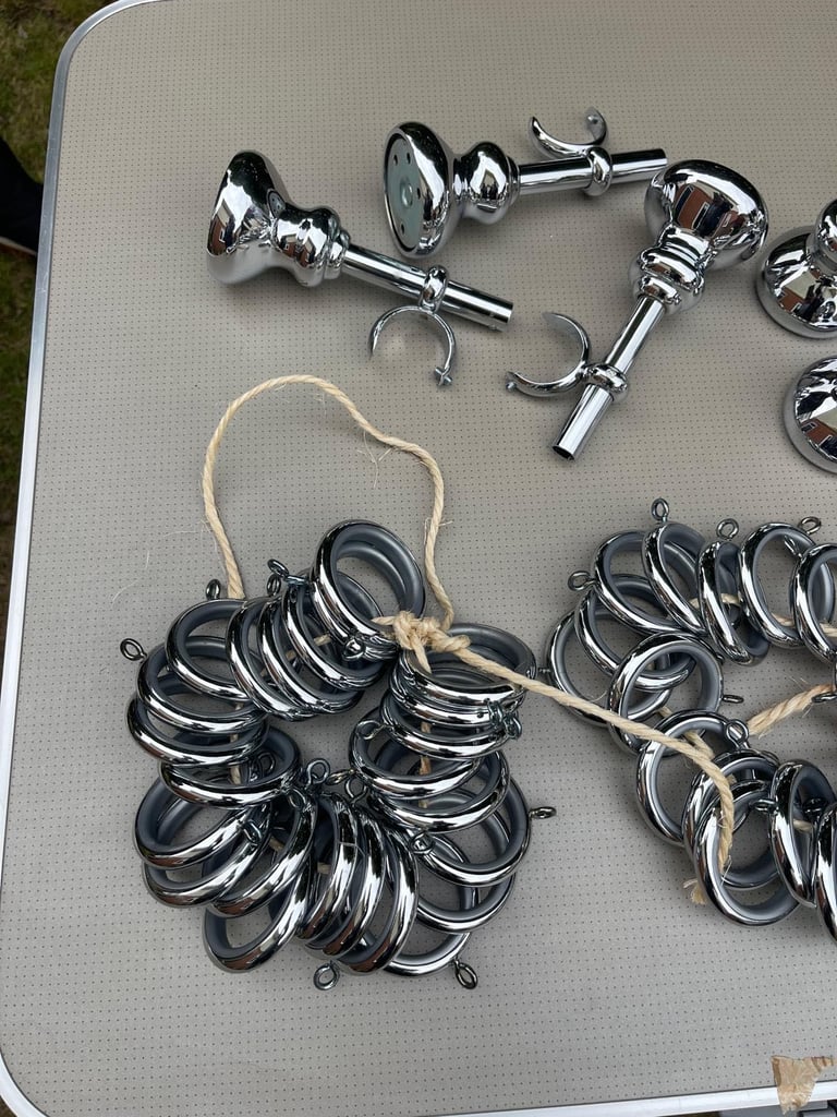 Pewter Curtain Pole with brackets & Glass cut Finials | in Bournemouth ...