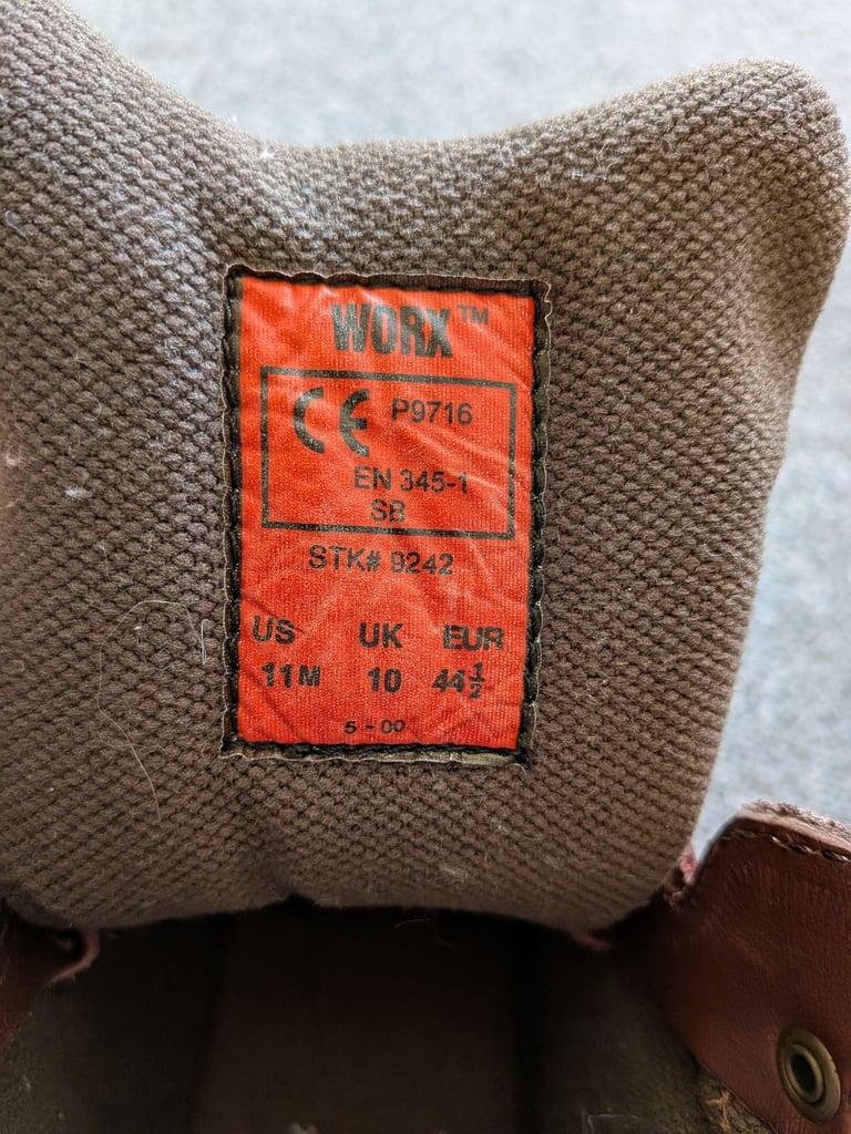 NEW & Boxed - WORX Safety Boots - Brown Leather - UK 10 - EU 44.5 | in ...