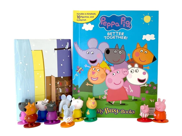 Peppa pig the board story book with 10 sealed (unused figures) and ...