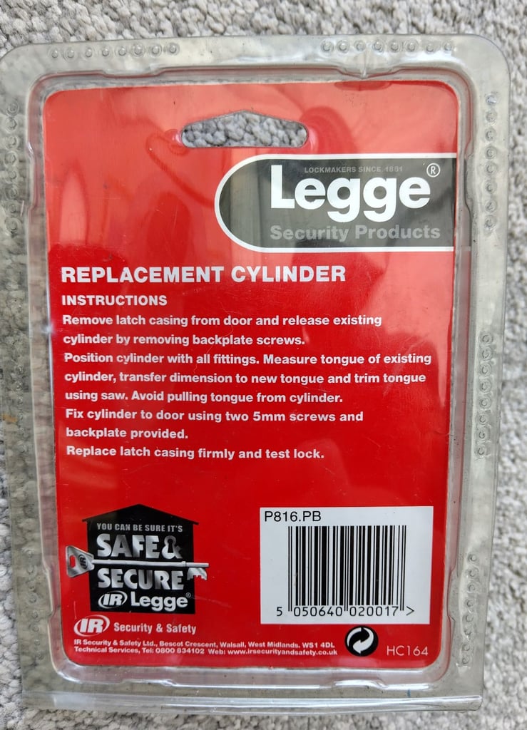 New Legge Replacement Cylinder For Night Latch With 3 Keys Original ...