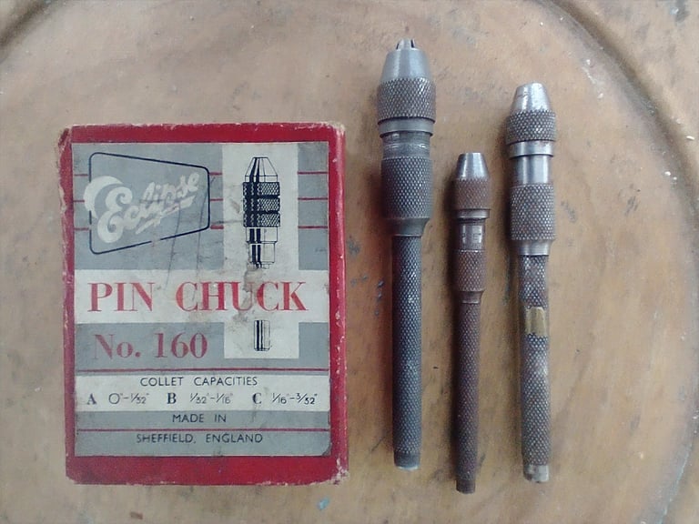 Vintage Boxed Eclipse Pin Chuck No.160 (Collet Capacity 0-3/32) with 3 ...