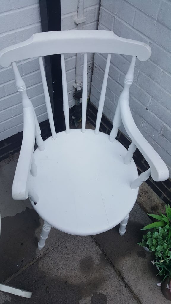 pine chair with arm rests painted matt white quality made £39.95 | in ...