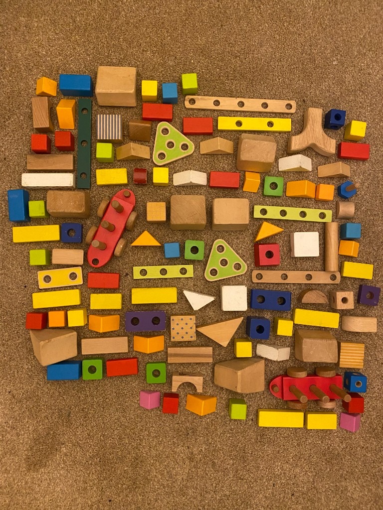 Wooden construction blocks, large selection for children, multiple ...