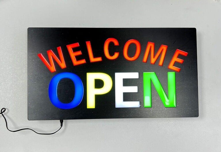 12V LED Open Welcome Sign, Solid Light, Static & Flashing Controllable ...