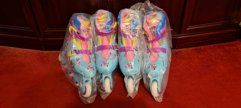 2 Pairs of My Little Pony inline Roller Blades Adjustable to 4 Sizes ...