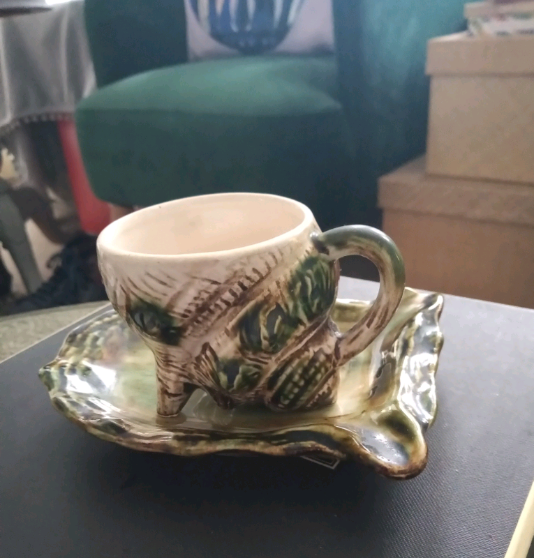 Vintage Japanese Majolica Conch shell cup + saucer | in Hove, East ...