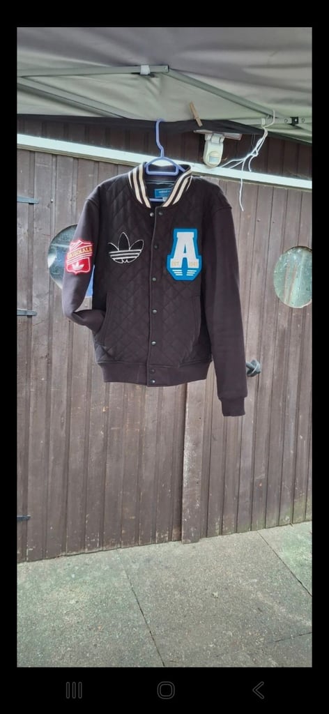 adidas S Quilted Jacket Black Varsity Style Patches A Patch | in ...
