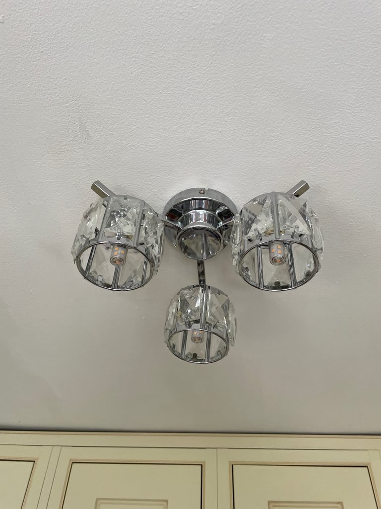 Triple chrome crystal ceiling light fitting | in Shepshed ...
