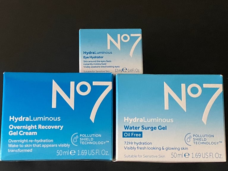 No7 hydraluminous eye hydrator, overnight recovery gel cream&water ...