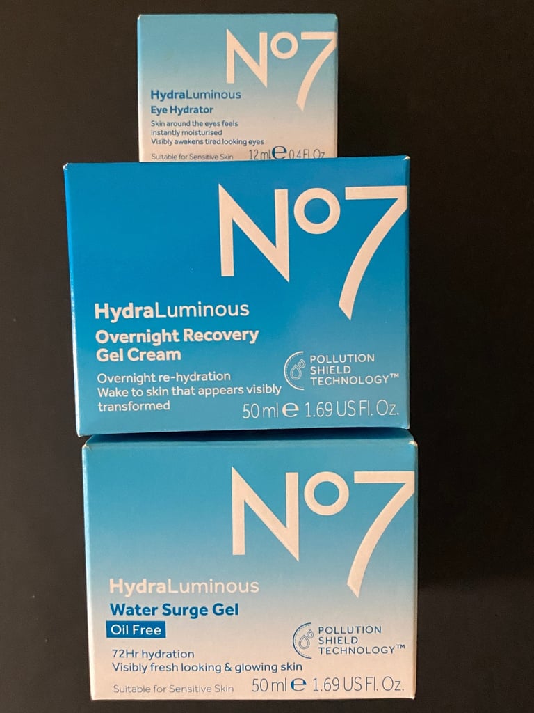 No7 hydraluminous eye hydrator, overnight recovery gel cream&water ...