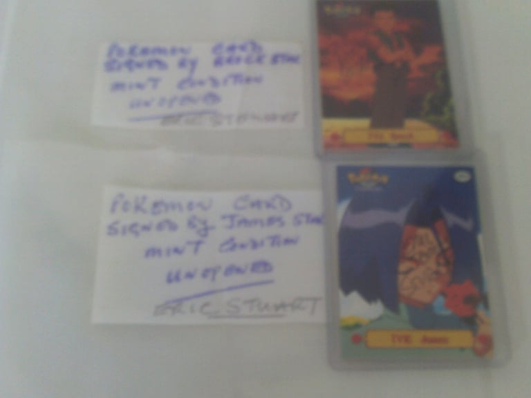 2 pokemon cards signed by eric stuart voice of james + brock new still ...