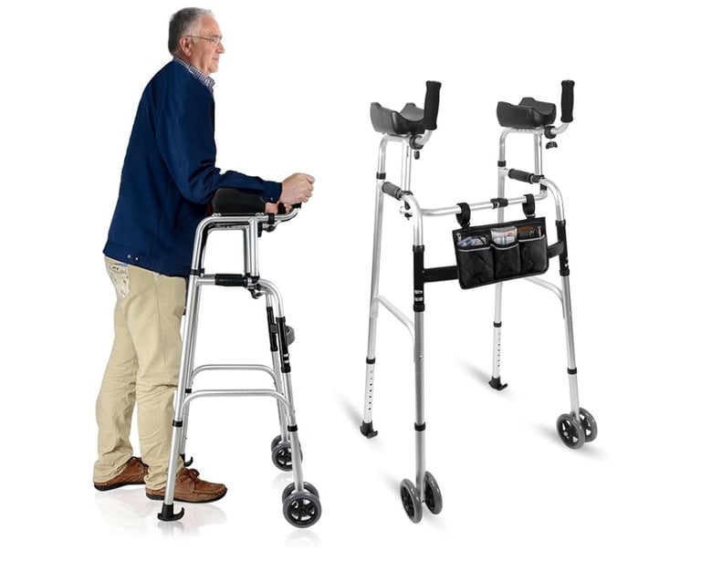 Dual-Wheel Walking Frame with Armrest Pad - Aluminum Stand Up Walker ...