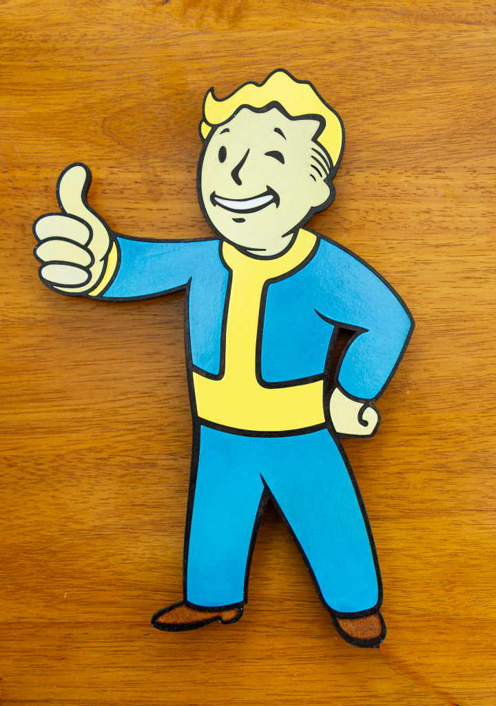 Fallout Vault Boy hand crafted wall art with green radiation LED glow ...