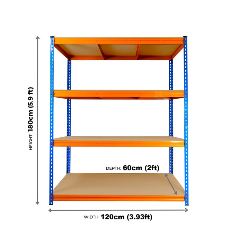 4 Tier Rivet Shelving Industrial Racking For Garages Sheds Workshop ...