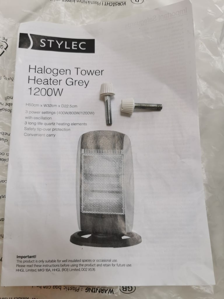 Stylec halogen tower heater 1200w | in North London, London | Gumtree