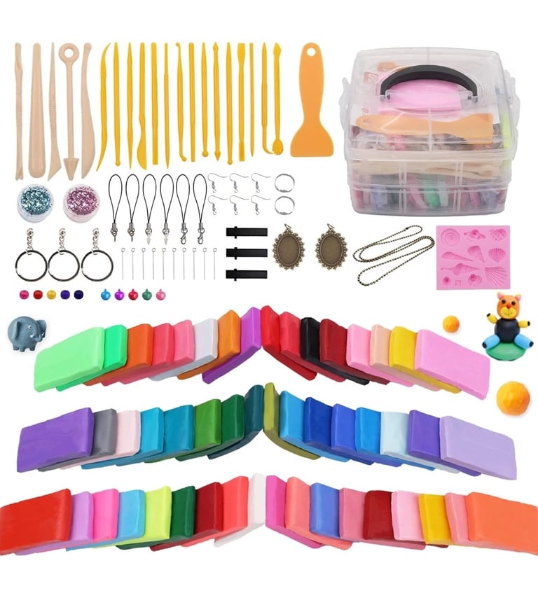 Polymer Clay Set - 50 Colours Oven Baking Clay Modelling Clay Non ...