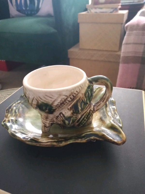 Vintage Japanese Majolica Conch shell cup + saucer | in Hove, East ...