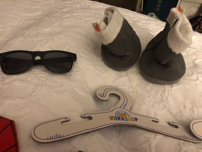 Build a bear clothes 2 x jeans, Ugg style boots,sun glasses suit case ...