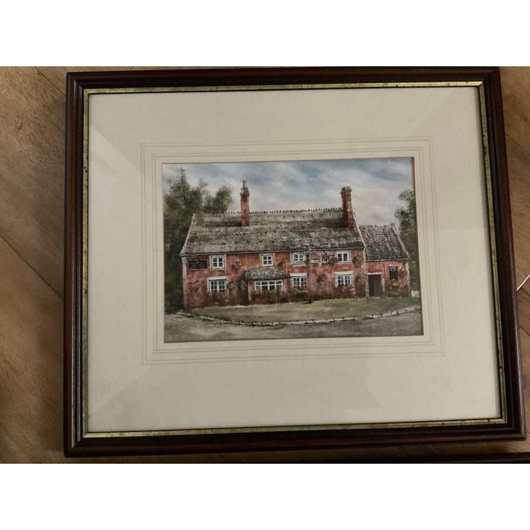 Two Large Original Watercolours Reg Siger The Bull Inn Troston Suffolk ...