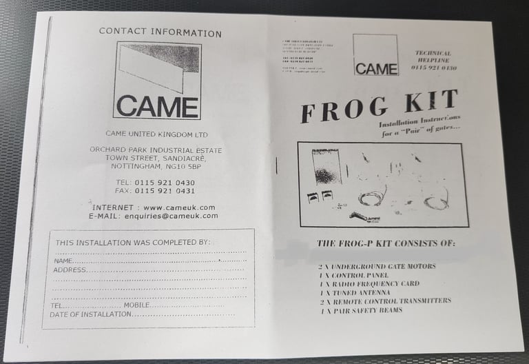 Came Frog Double Swinging Gate Automation Kit. | in Limavady, County ...