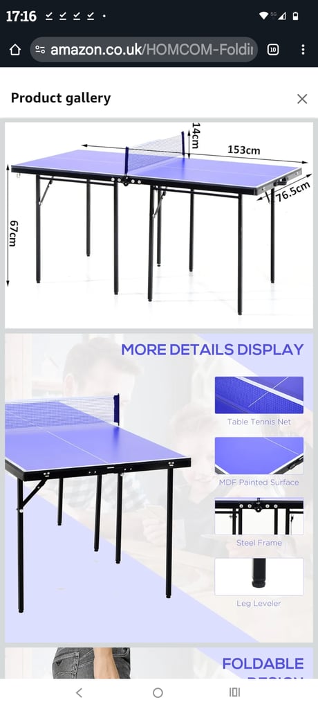 HOMCOM Pro 5ft Mini Table Tennis Table Set RRP£75 Professional Net ...