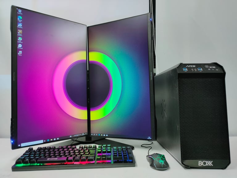 FAST Gaming Computer PC Setup with Dual Monitors | Intel i7 9700K, 32GB ...