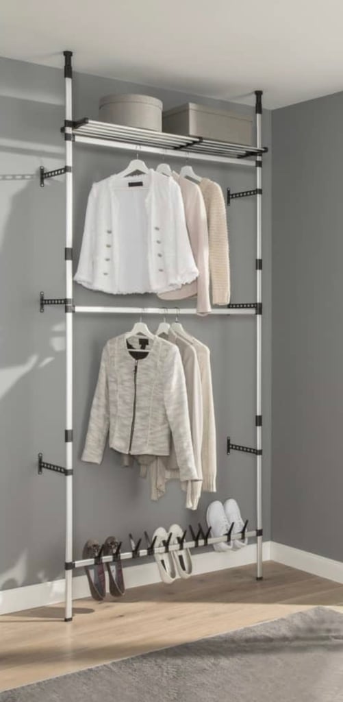 Telescopic Wardrobe System with Rods and Shelf Aluminium | in Southwark ...