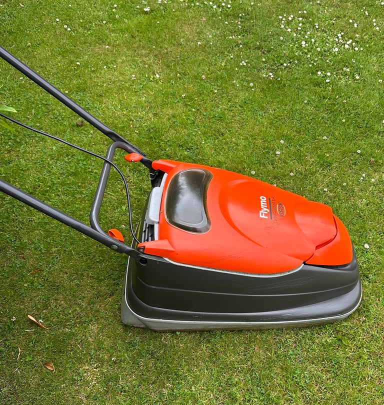 Flymo Turbo 350 electric hover mower PWO blade sharpened grass catcher ...